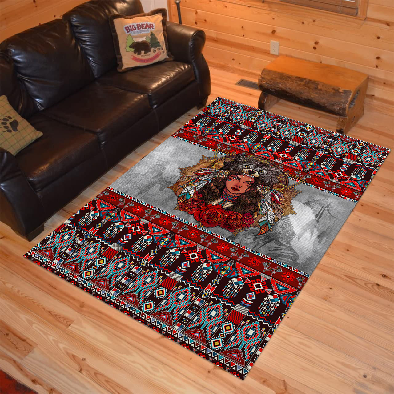 Personalized Tribal Girl Symbol Native American Area Rugs - Bluefink