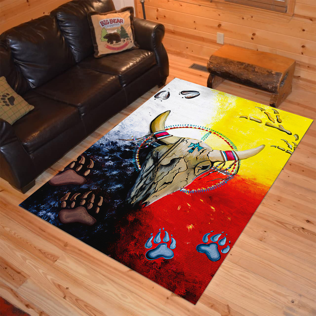 Personalized Ottawa skull Medicine Wheel Native American Area Rugs ...