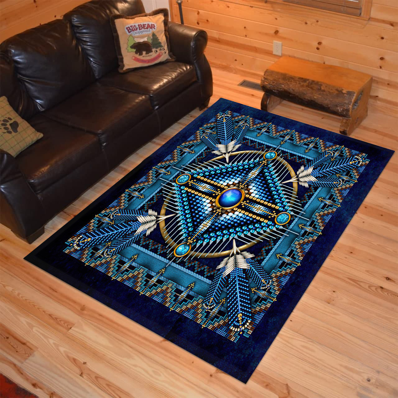 Personalized Mandala Blue Pattern Native American Area Rugs - Bluefink