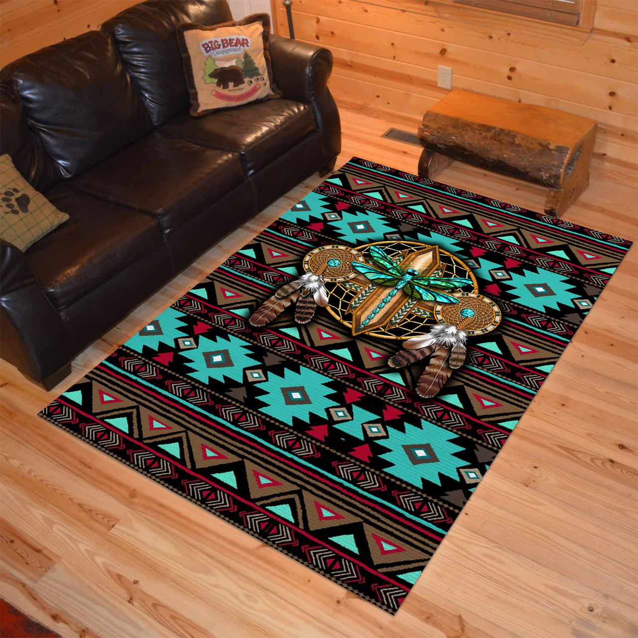 Personalized Butterfly Native American Patern Area Rugs - Bluefink