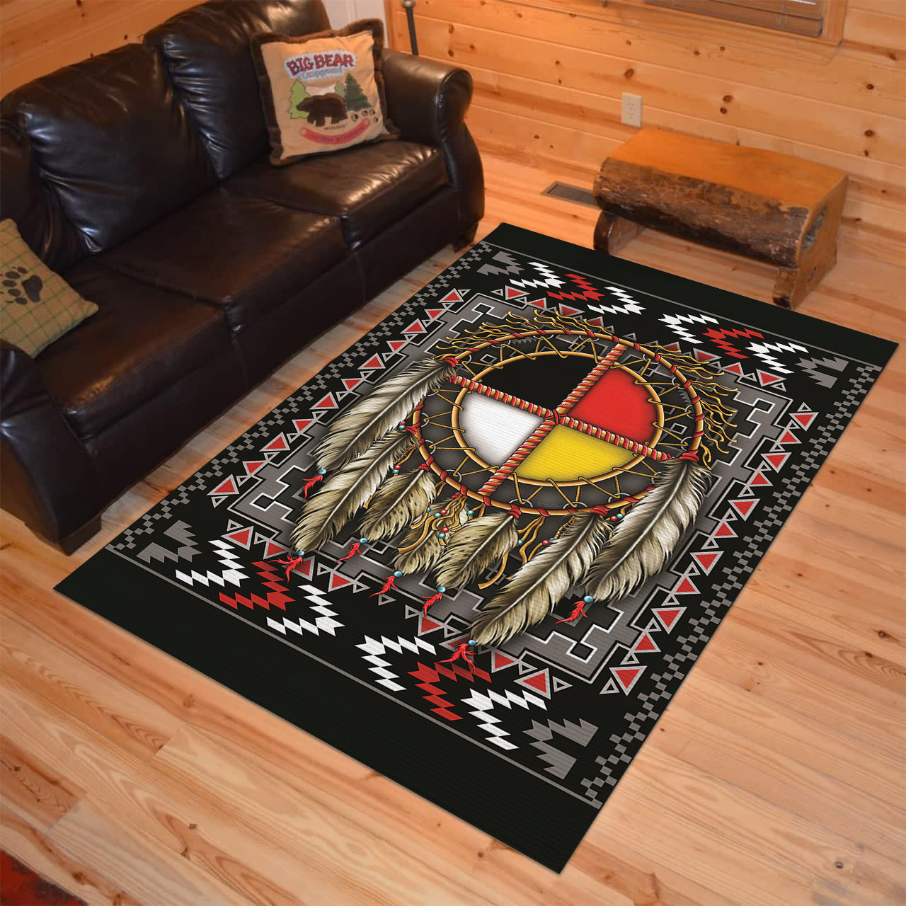 Personalized Medicine Wheel Native American Area Rugs - Bluefink