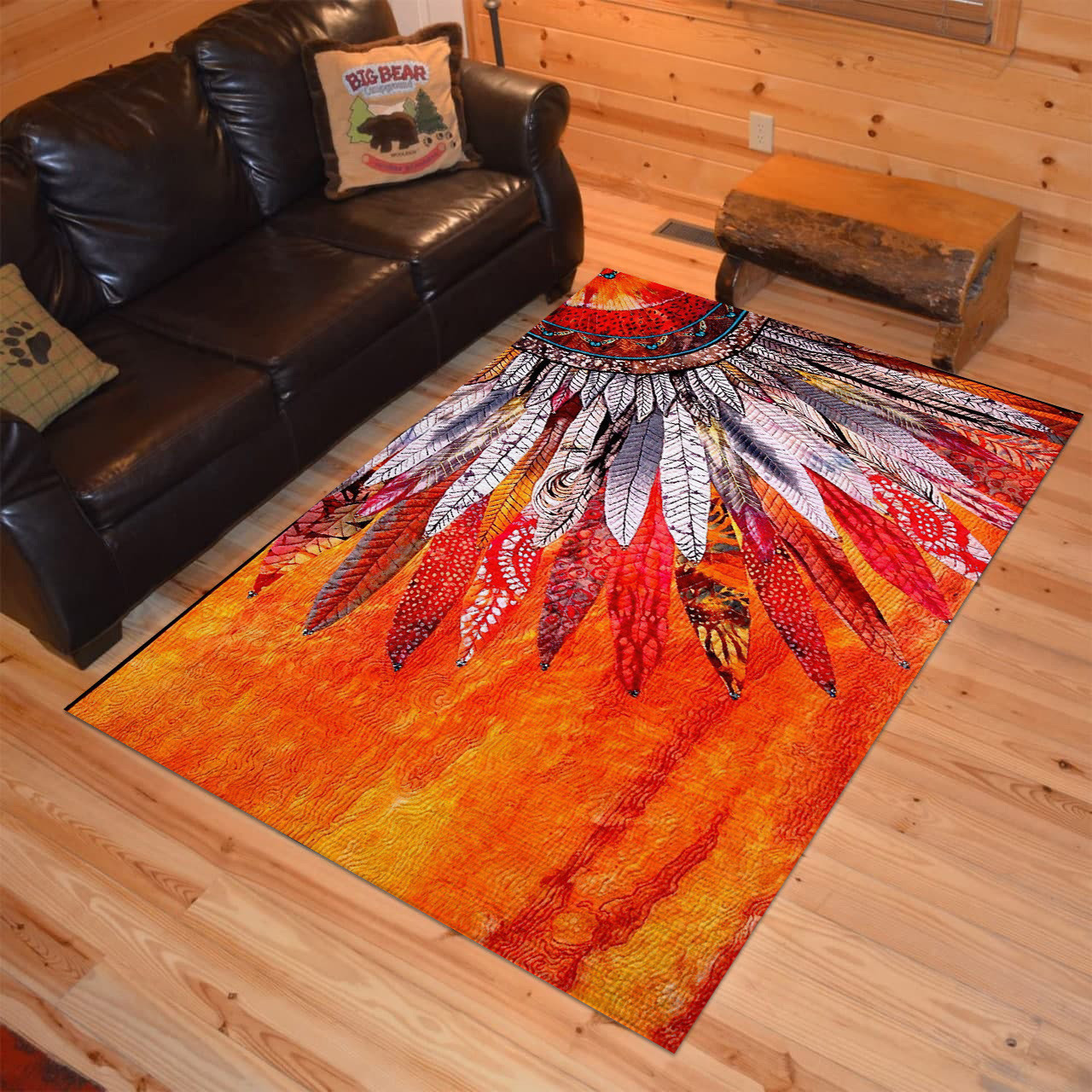 Personalized Native American Feather Area Rugs - Bluefink