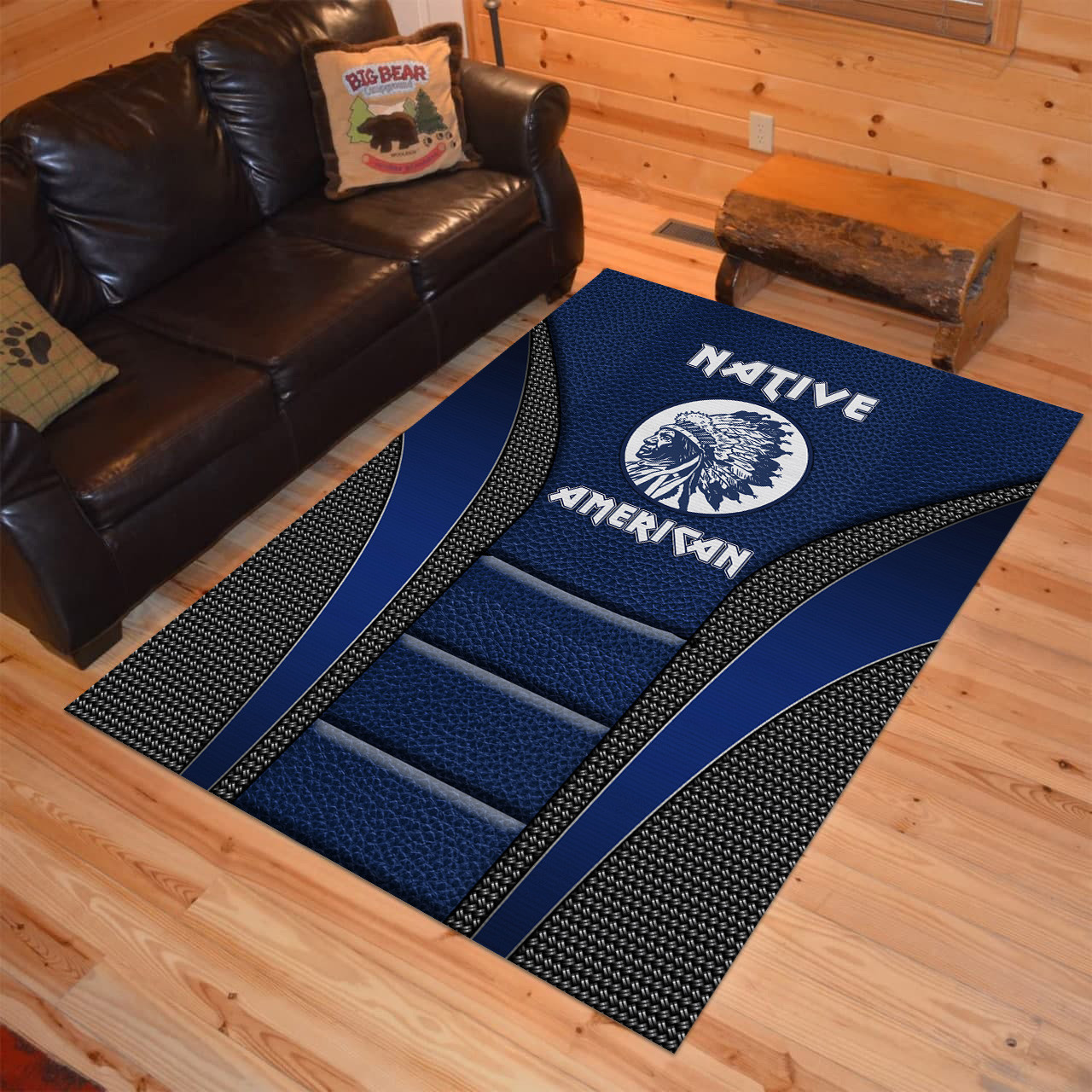 Personalized Tribal Blue Symbol Native American Area Rugs - Bluefink