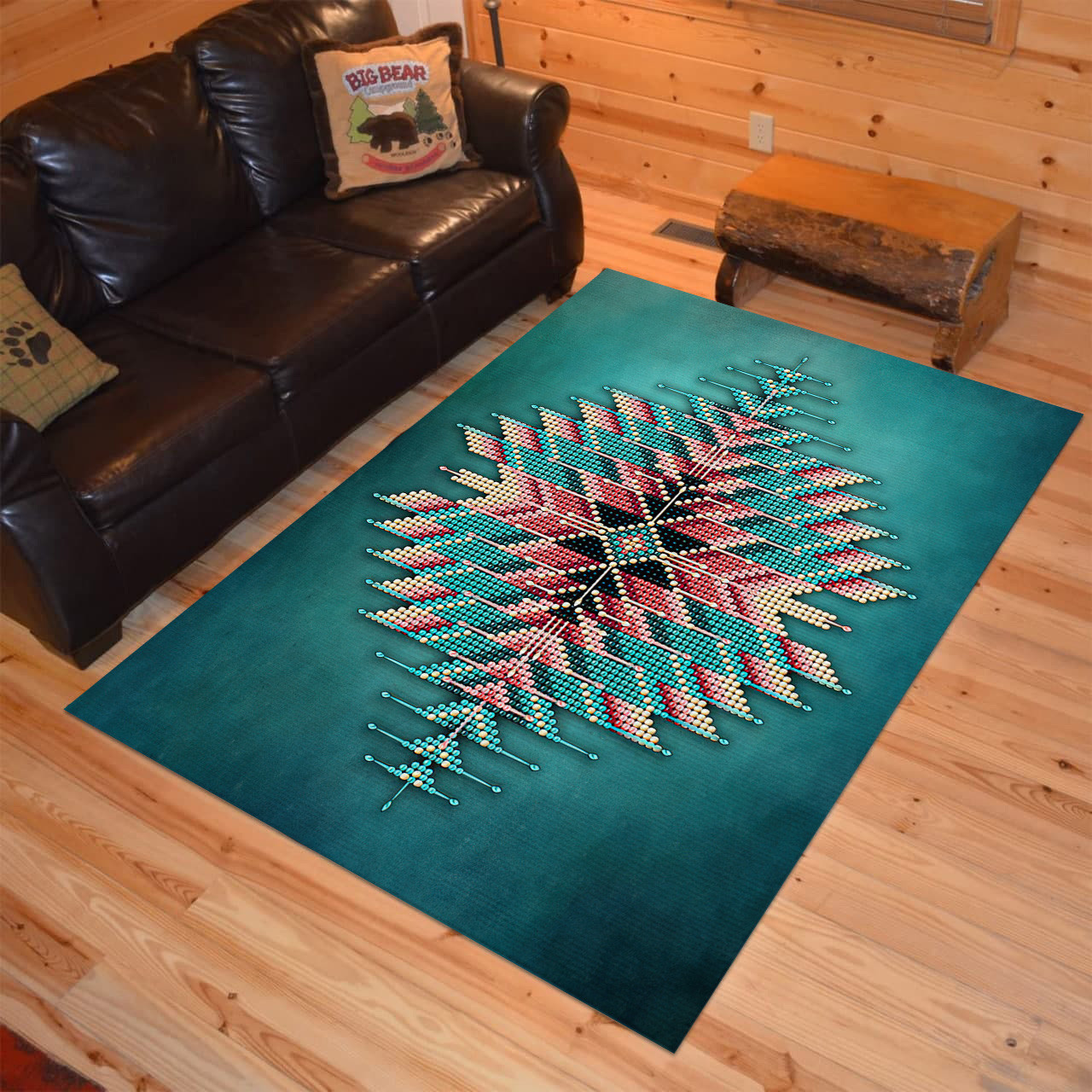 Personalized Native American Bead Peyote Area Rugs - Bluefink