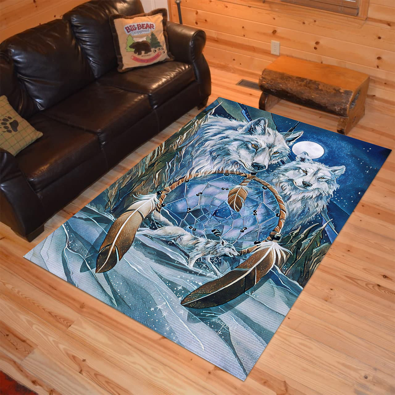 Personalized Wolves Dream Catcher Native American Area Rugs - Bluefink