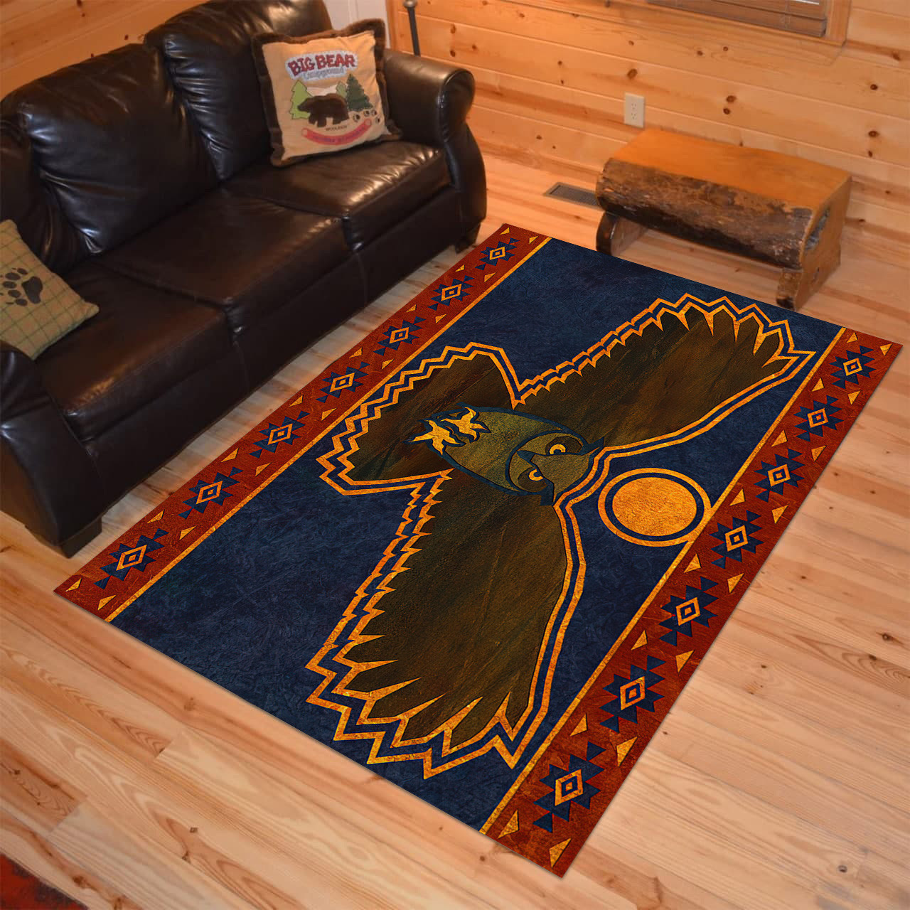 Personalized Owl Moon Native American Area Rugs - Bluefink