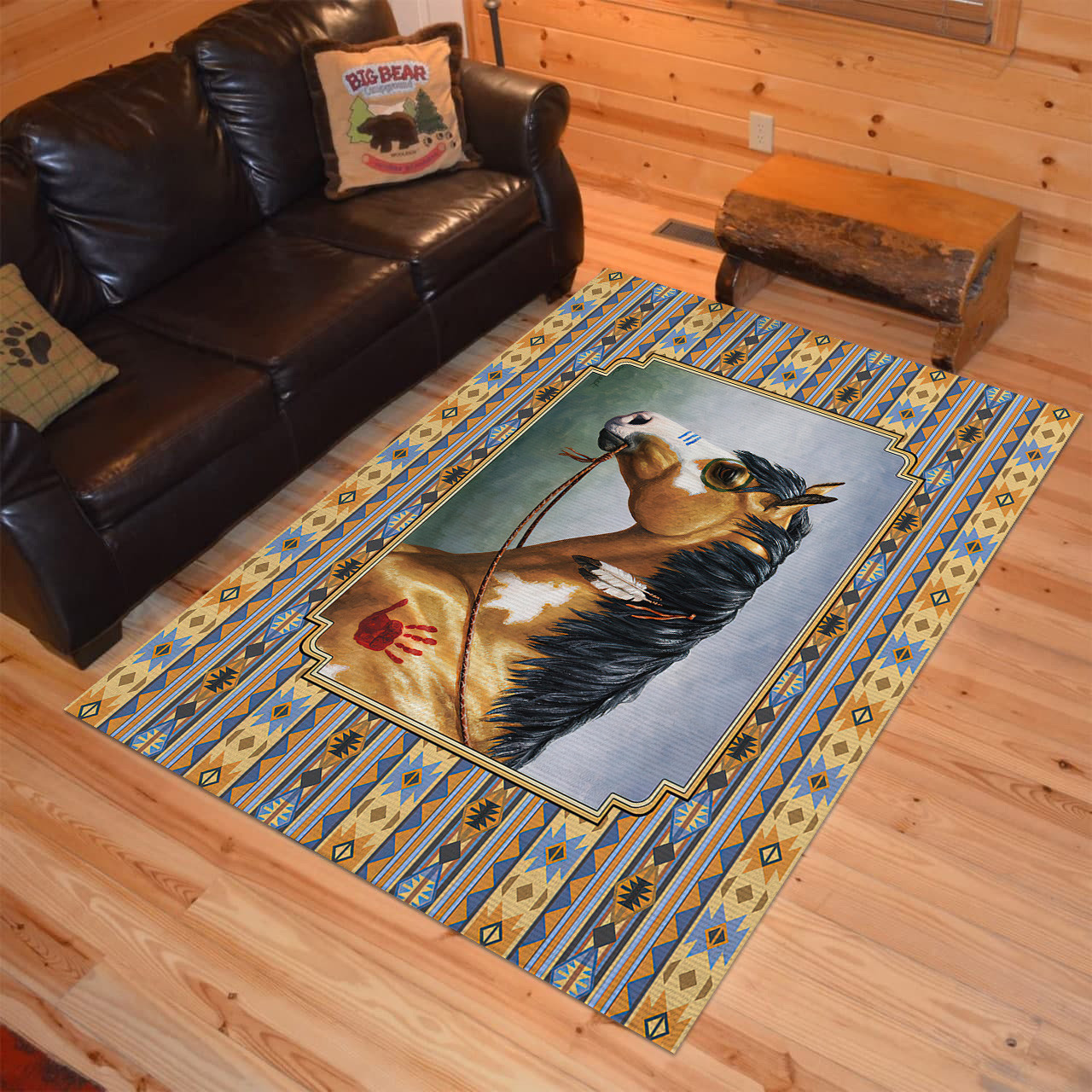 Personalized Buckskin Native American War Horse Southwest Area Rugs ...