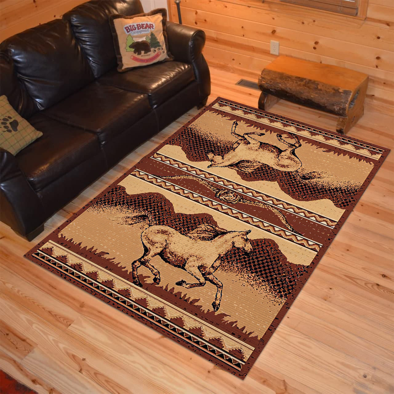 Personalized Mirrored Horses Texas Western Native American Area Rugs ...