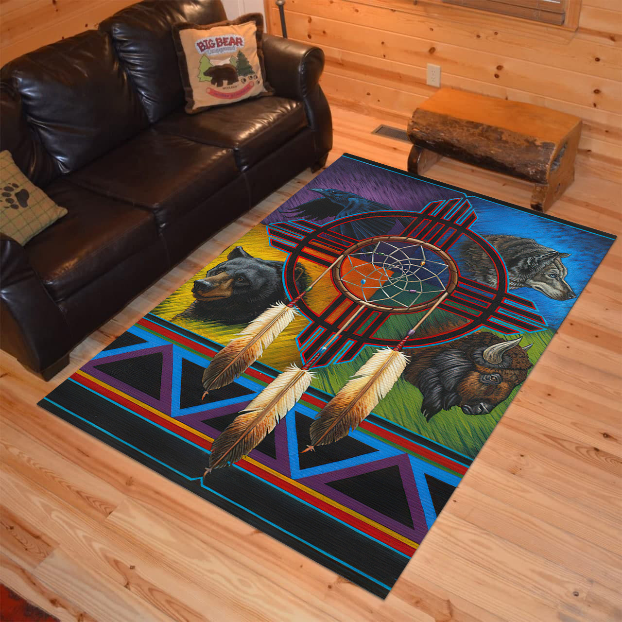 Personalized Dreamcatcher Tribal Native American Area Rugs - Bluefink
