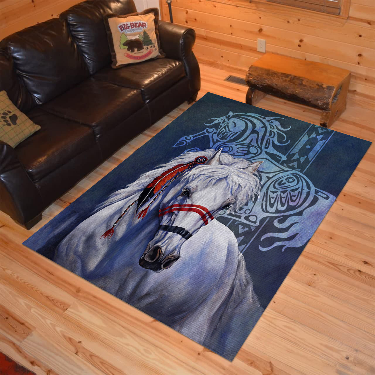 Personalized Horse Native American Area Rugs - Bluefink