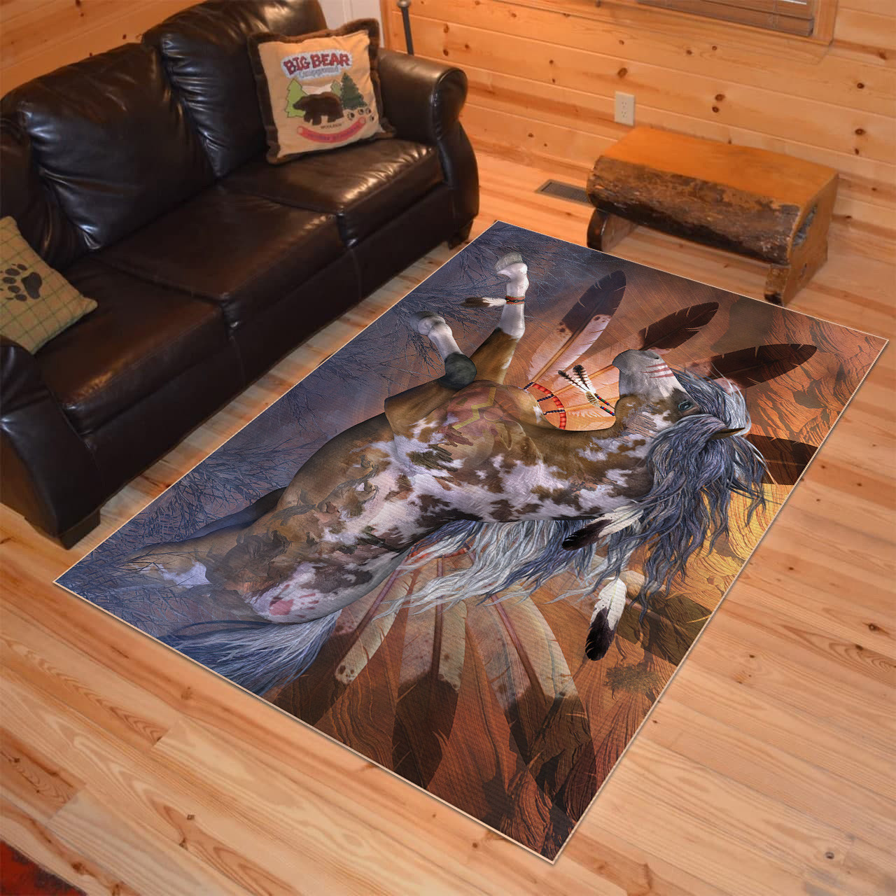 Personalized Horse Native Area Rugs - Bluefink