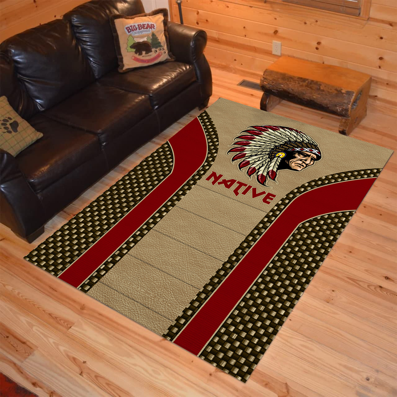 Personalized Tribal Chief Symbols Native American Area Rugs - Bluefink