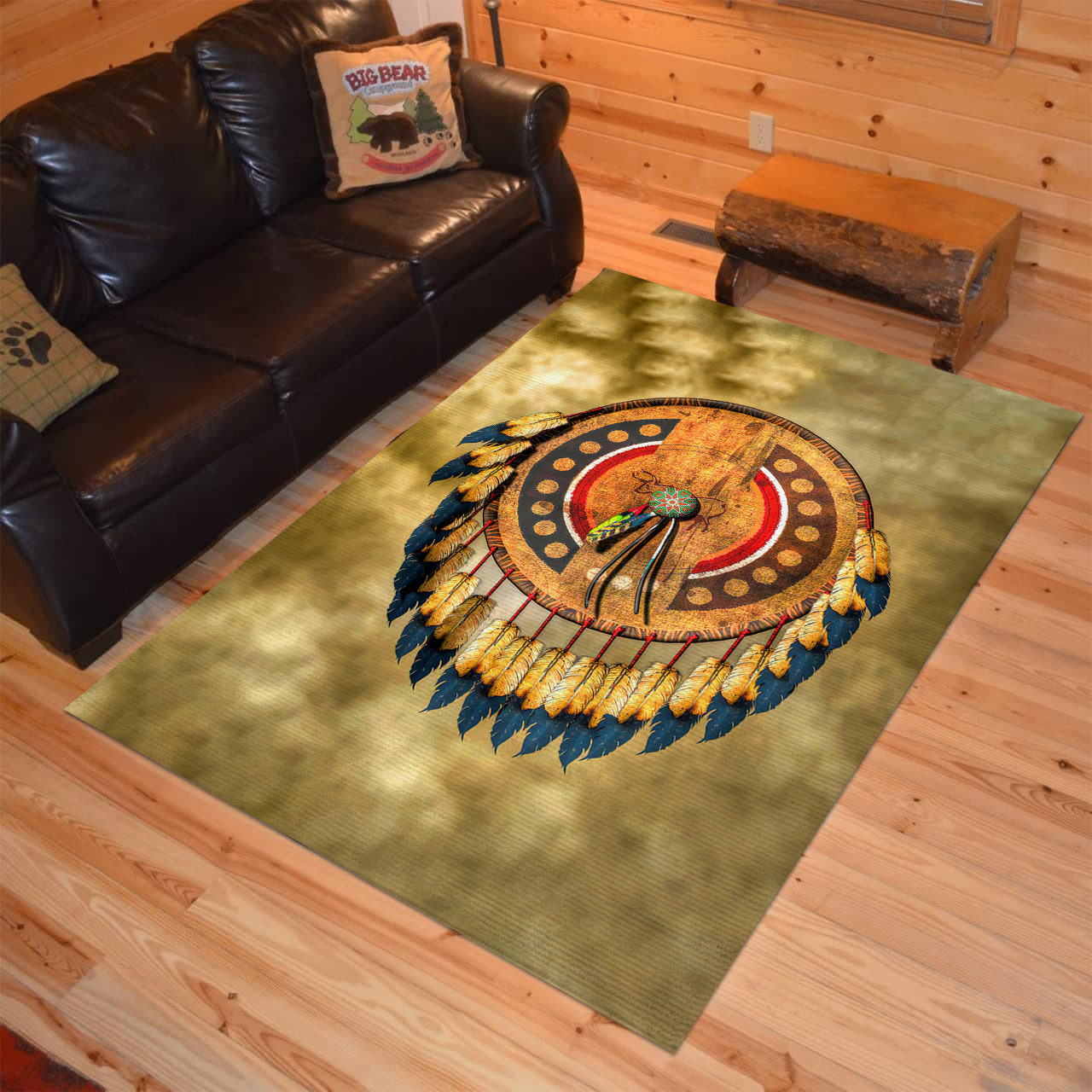 Personalized Native American Shield Dream Catcher Area Rugs - Bluefink