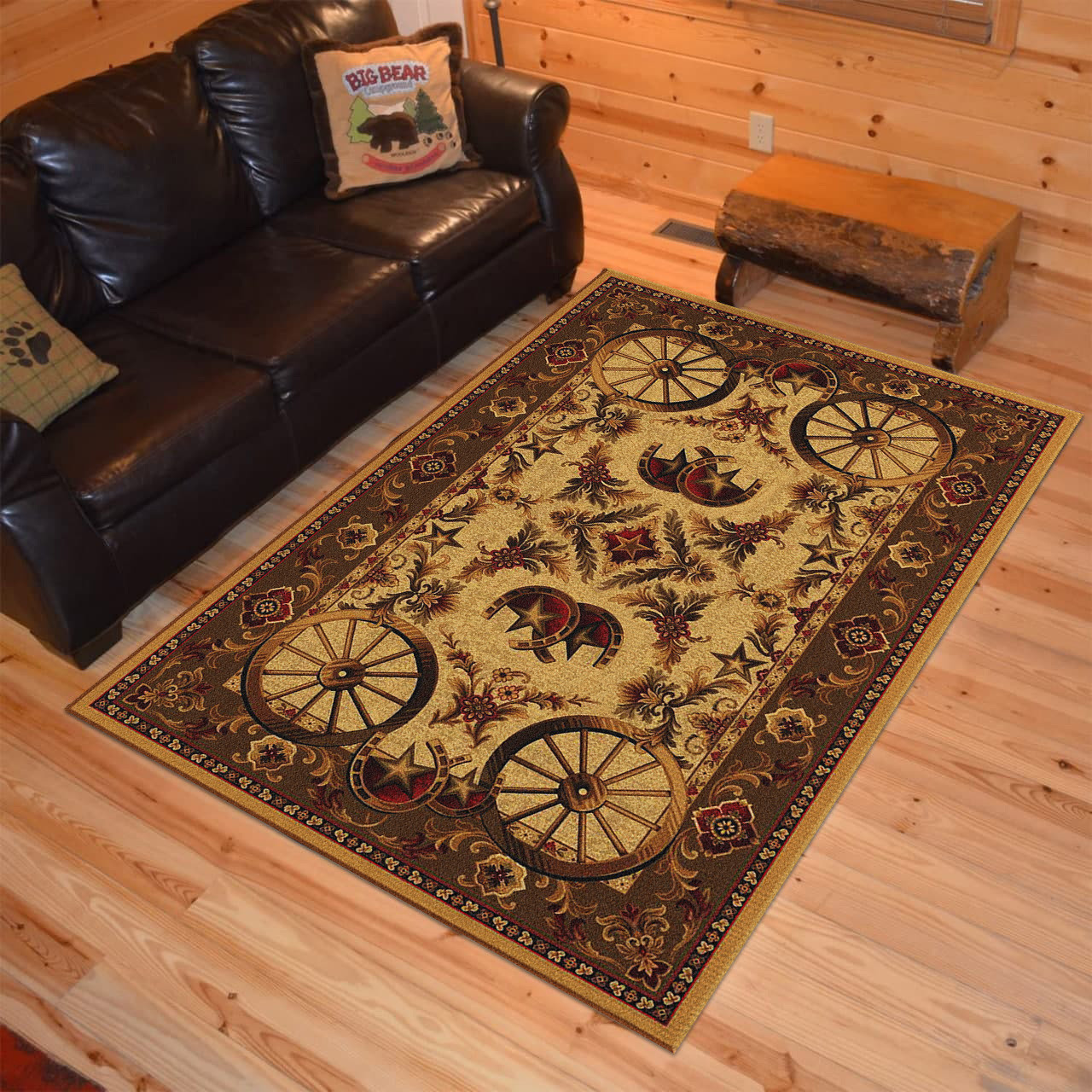 Personalized Western Wagon Wheel Native American Area Rugs - Bluefink