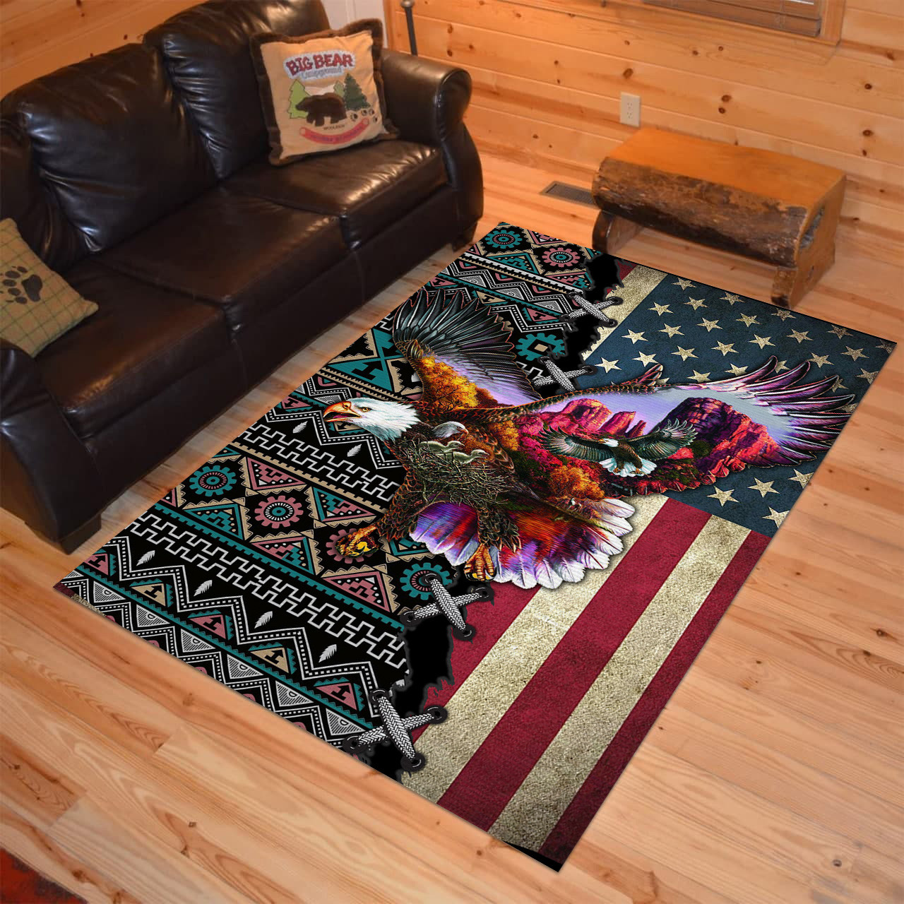 Personalized Native Tribal Eagle Native American Area Rugs - Bluefink