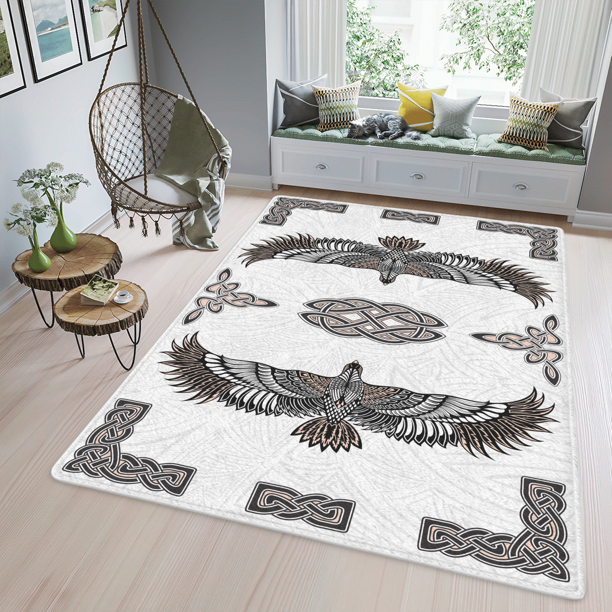 Raven The Children Of Odin Viking Area Rug - Bluefink