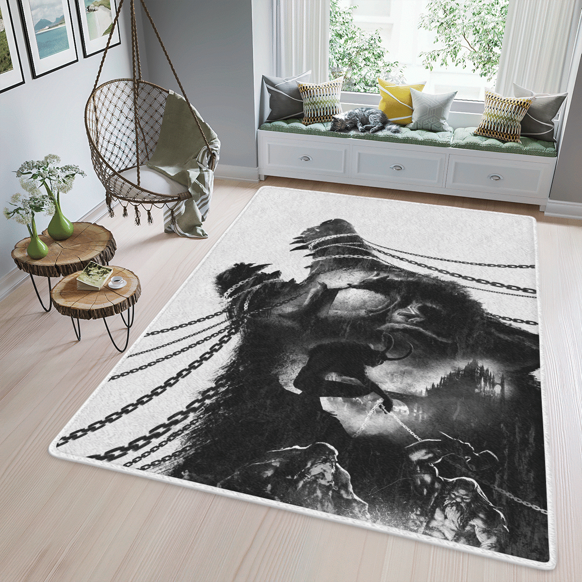 Viking Fenrir Son Of Loki Viking Area Rug - Bluefink