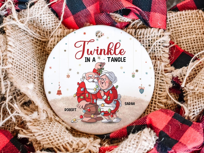 Custom Old Couple Twinkle In A Tangle Ceramic Ornament, 2022 Christmas ...