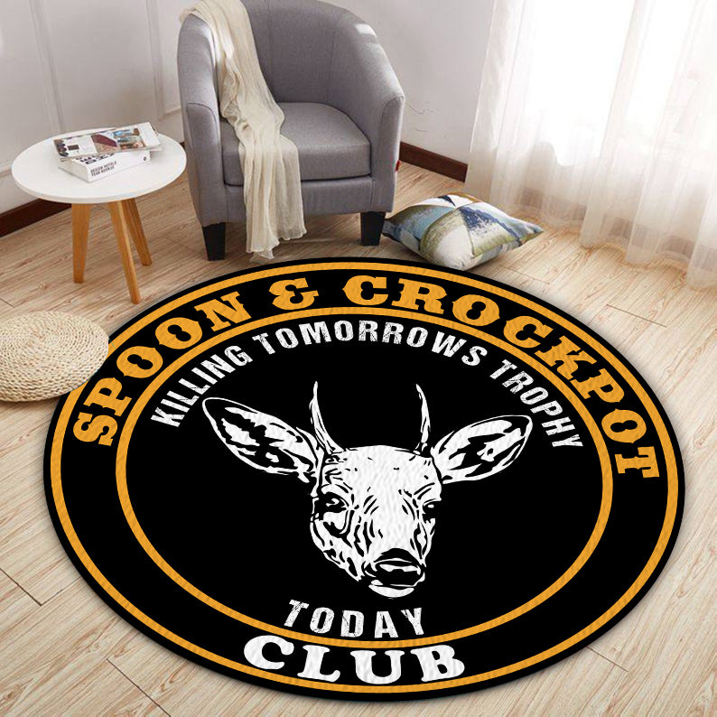 Deer Hunting Spoon and Crockpot Club Home Decor Round Rug, Carpet ...
