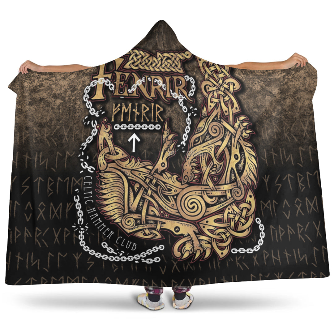 Fenrir Ragnarok Viking Monster Wolf Hooded Blanket - Bluefink