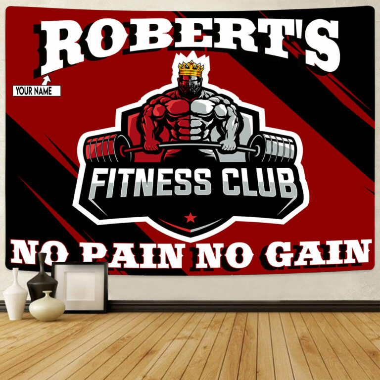 Fitness Club Banner Flag Tapestry Home Gym Decor Weightlifting Wall Art ...