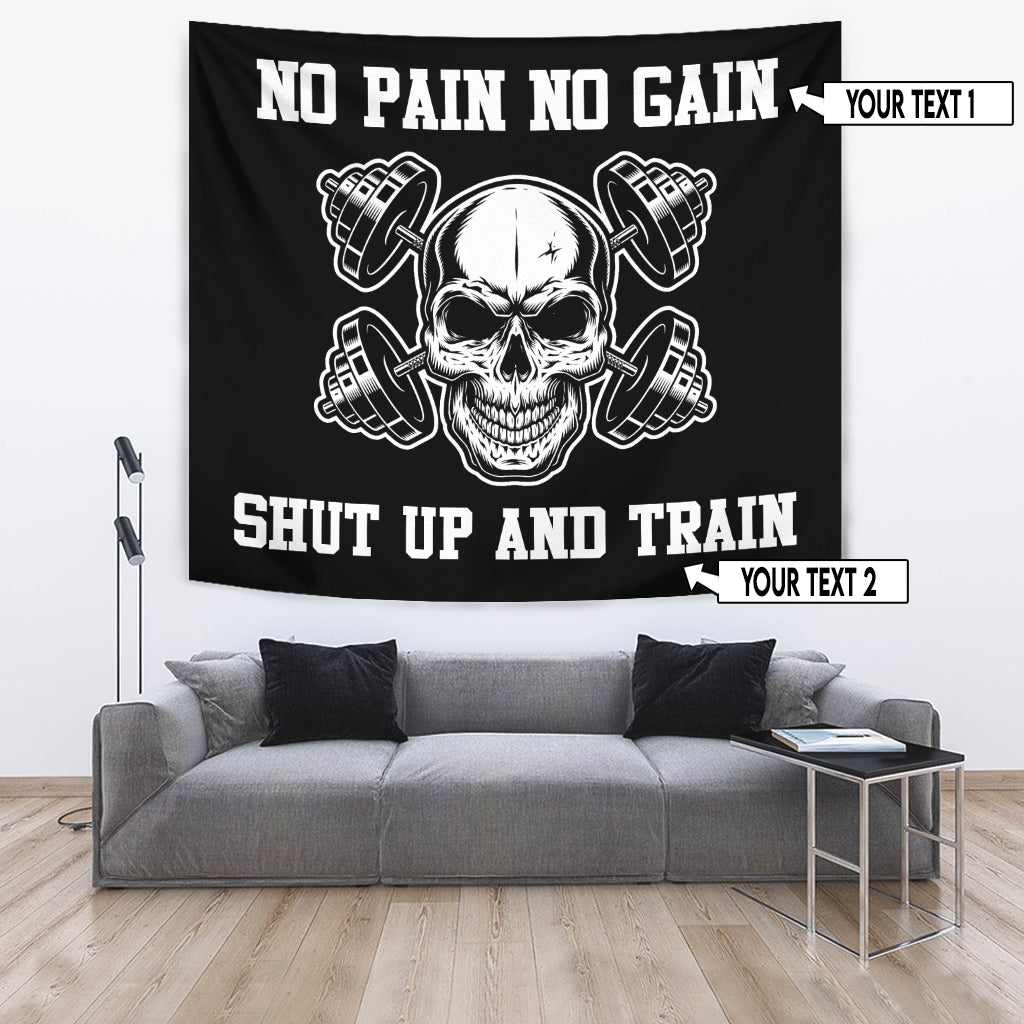 Home Gym Decor Flag Banner Tapestry Monochrome Skull Wall Art ...