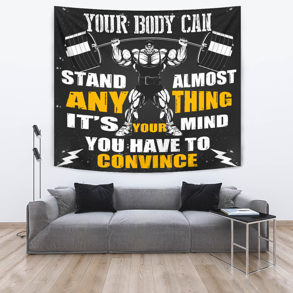 Home Gym Flag Tapestry Motivational Quotes Weightlifting Wall Art ...