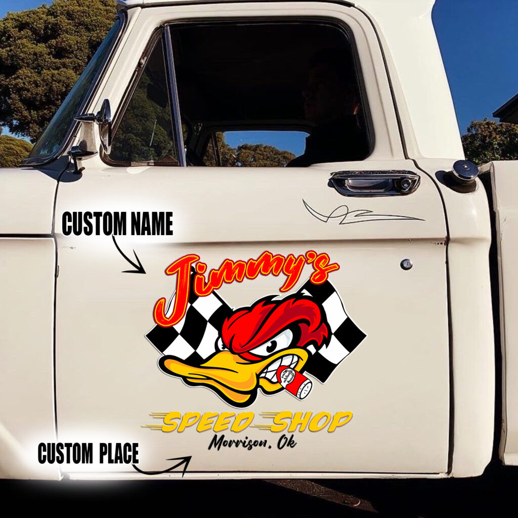 Mr Horsepower Hot Rod Duck Speed Shop Old School Truck Door Decals ...
