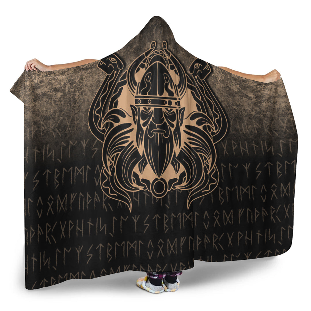 Nordic Warrior Valhalla Norse Gold Version Hooded Blanket - Bluefink