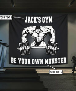Personalized Home Gym Flags Decor Muscle Man Banner Flag Tapestry ...