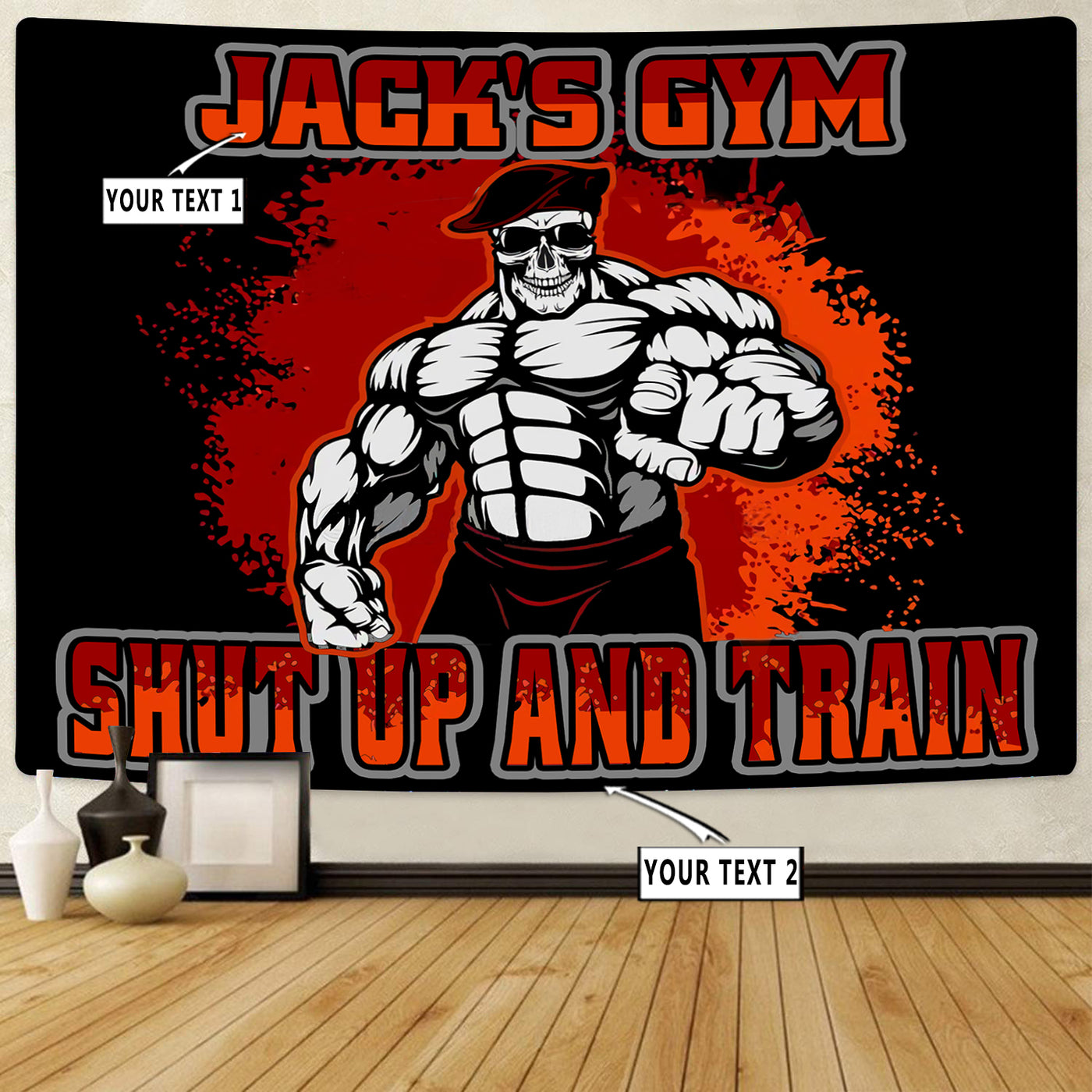 Personalized Bodybuilding Fighter Banner Flag Tapestry Motivational Gym ...