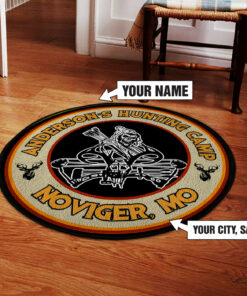 Personalized Turkey and Deer Hunting Round Rug, Carpet - Bluefink