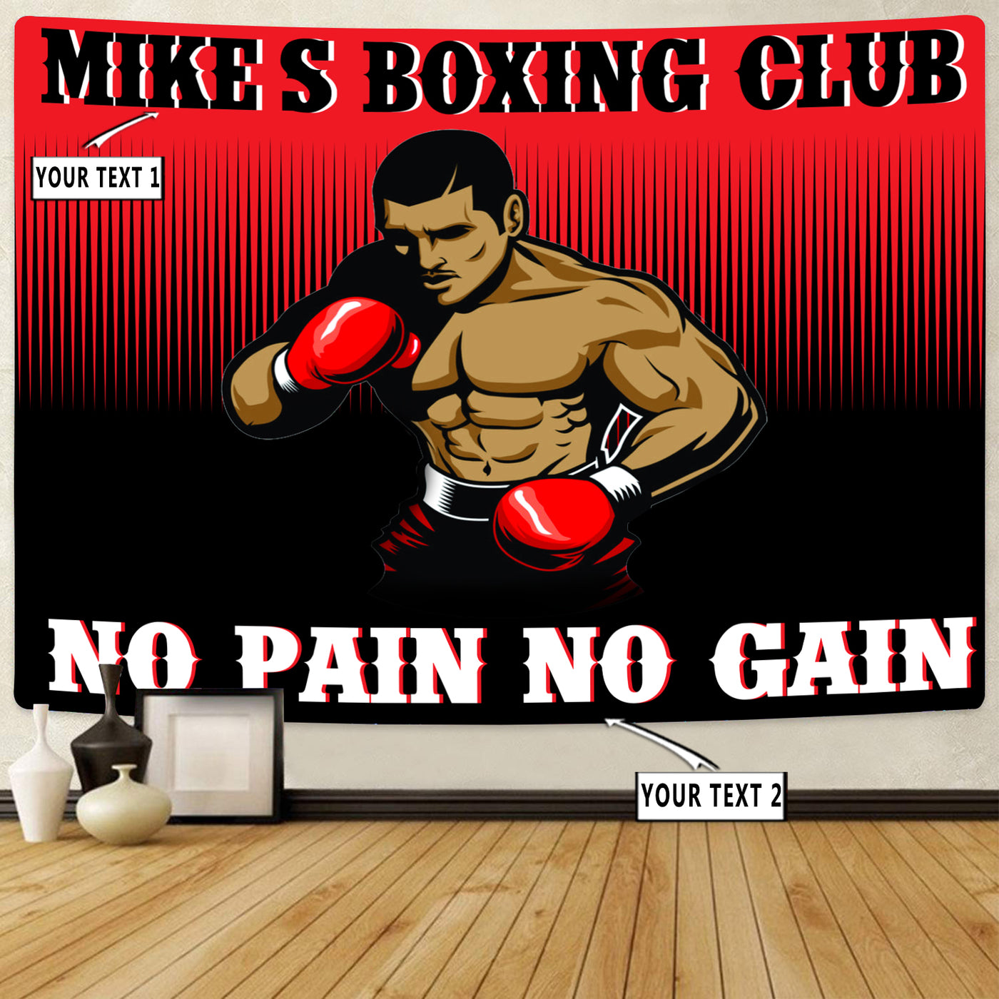 Personalized Boxing Fighter Banner Flag, Tapestry - Bluefink