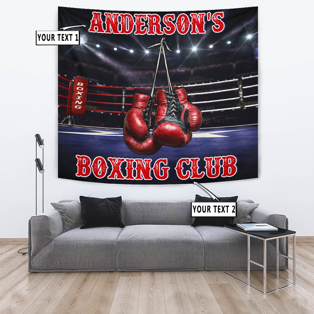 Personalized Boxing Ring Gloves Banner Flag, Tapestry - Bluefink