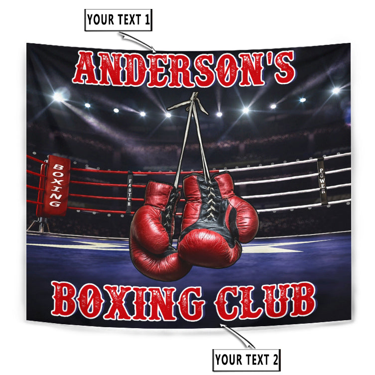 Personalized Boxing Ring Gloves Banner Flag, Tapestry - Bluefink