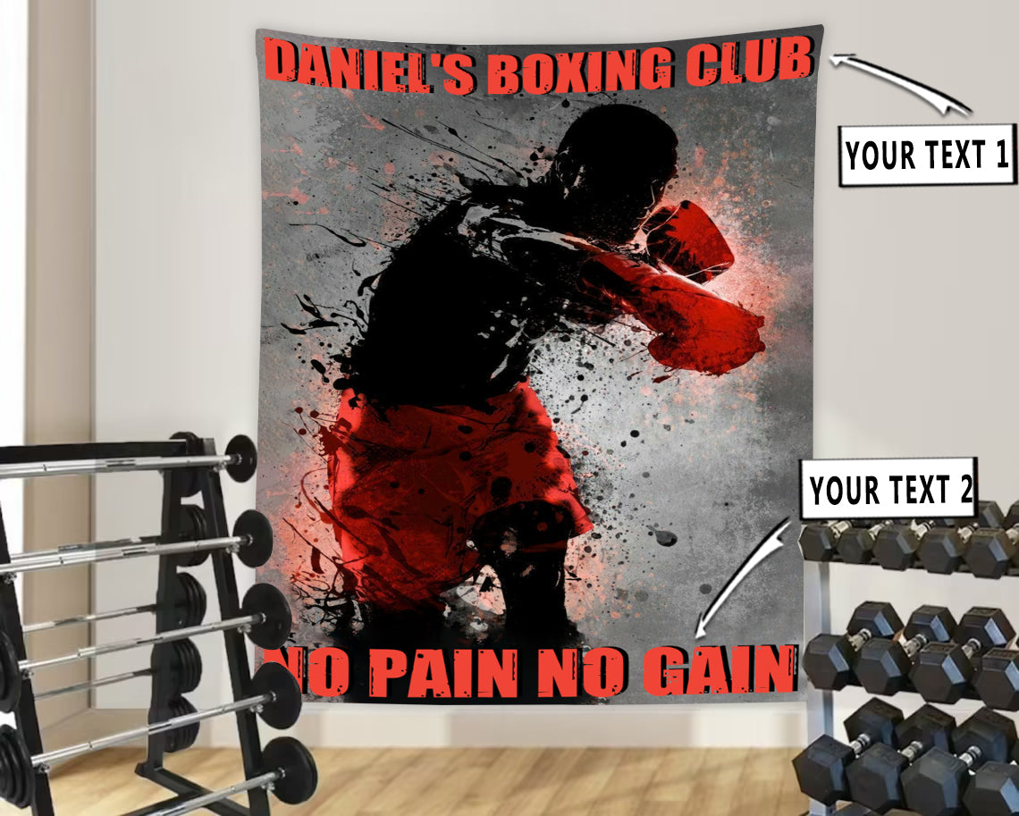 Personalized Boxing Shadow Fighter Banner Flag Tapestry - Bluefink