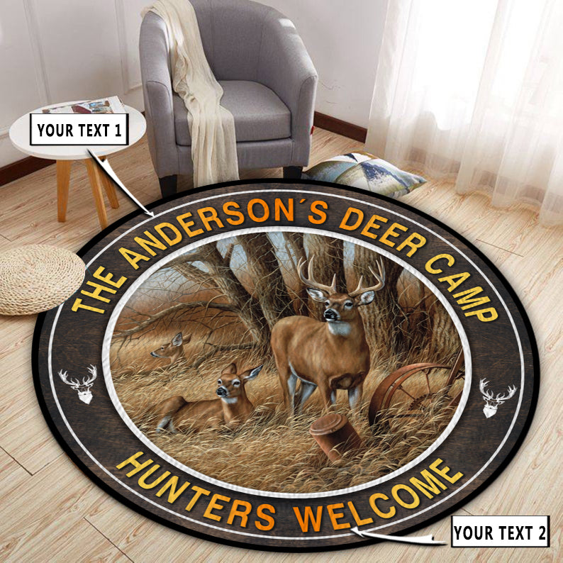 Personalized Deer Family Round Rug, Carpet - Bluefink