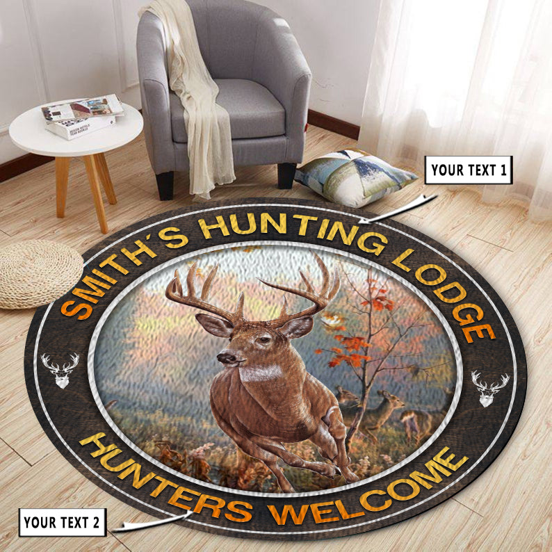 Personalized Deer Hunting Home Decor Round Rug - Bluefink