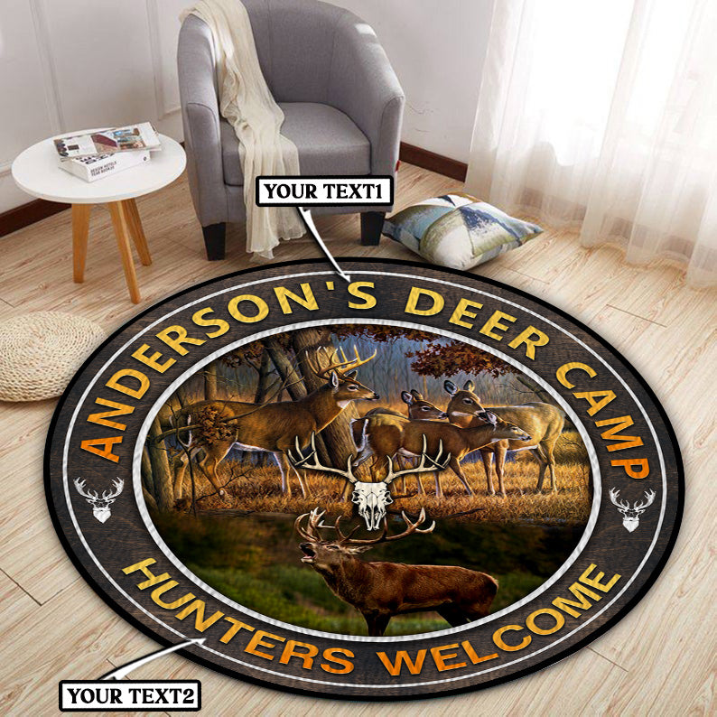 Personalized Deer Hunting Round Rug, Carpet - Bluefink