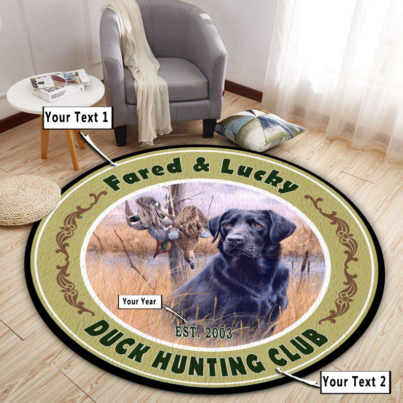 Personalized Duck Hunting Club Round Rug, Carpet - Bluefink