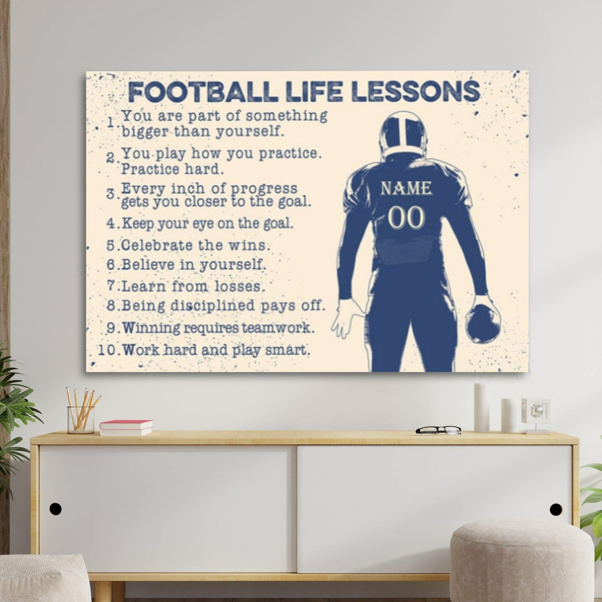 Personalized Football Life Lessons Poster Football Player Something ...