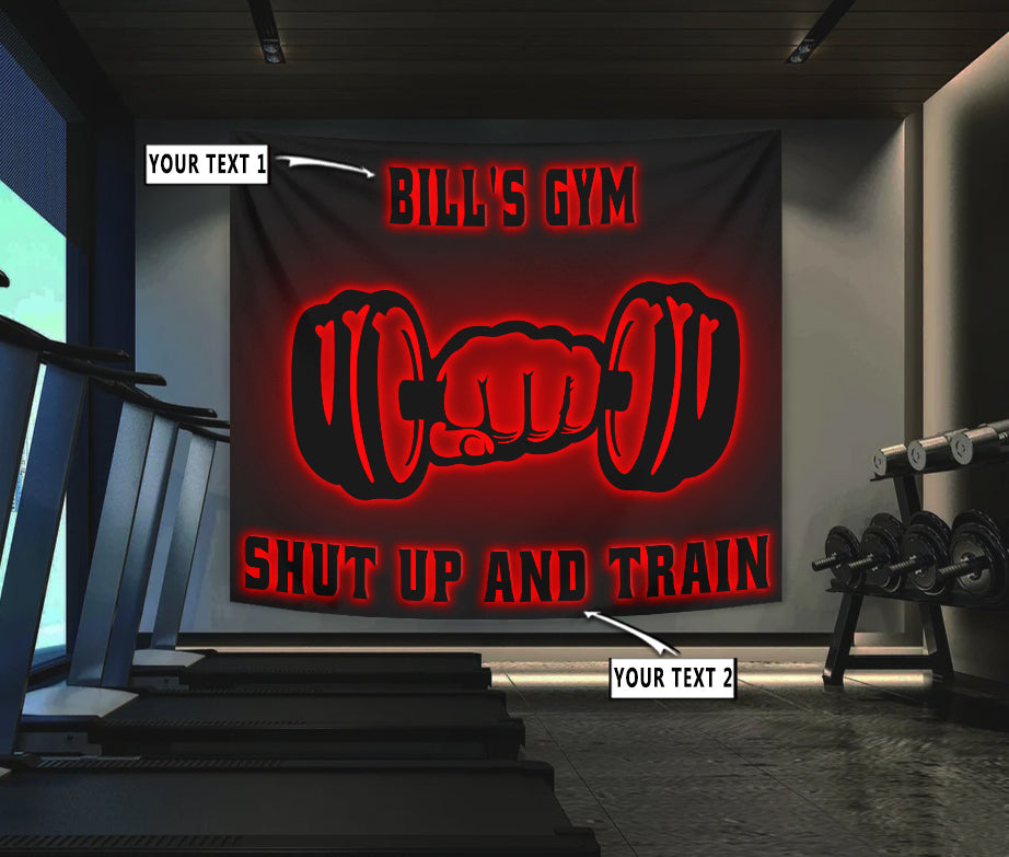 Personalized Gym Banner Flag Tapestry Home Gym Bodybuilding Dumbbell ...