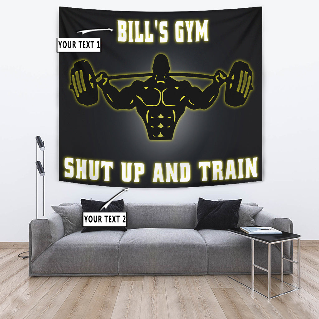 Personalized Gym Banner Flag Tapestry Muscle Man - Bluefink