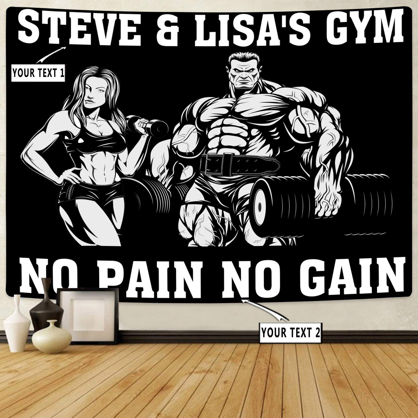 Personalized Gym Flag Banner Tapestry Bodybuilding Home Gym Decor ...