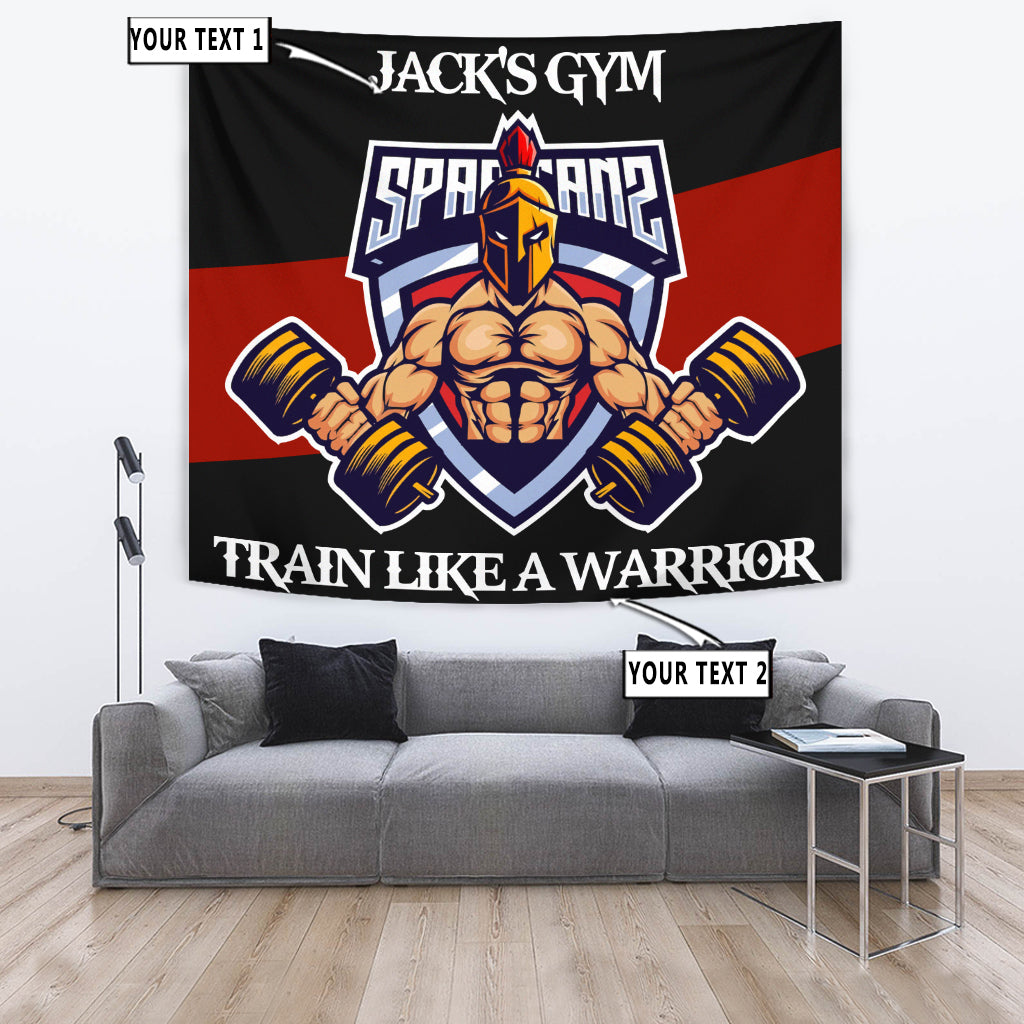 Personalized Gym Flag Banner Tapestry Spartan Home Gym Decor ...