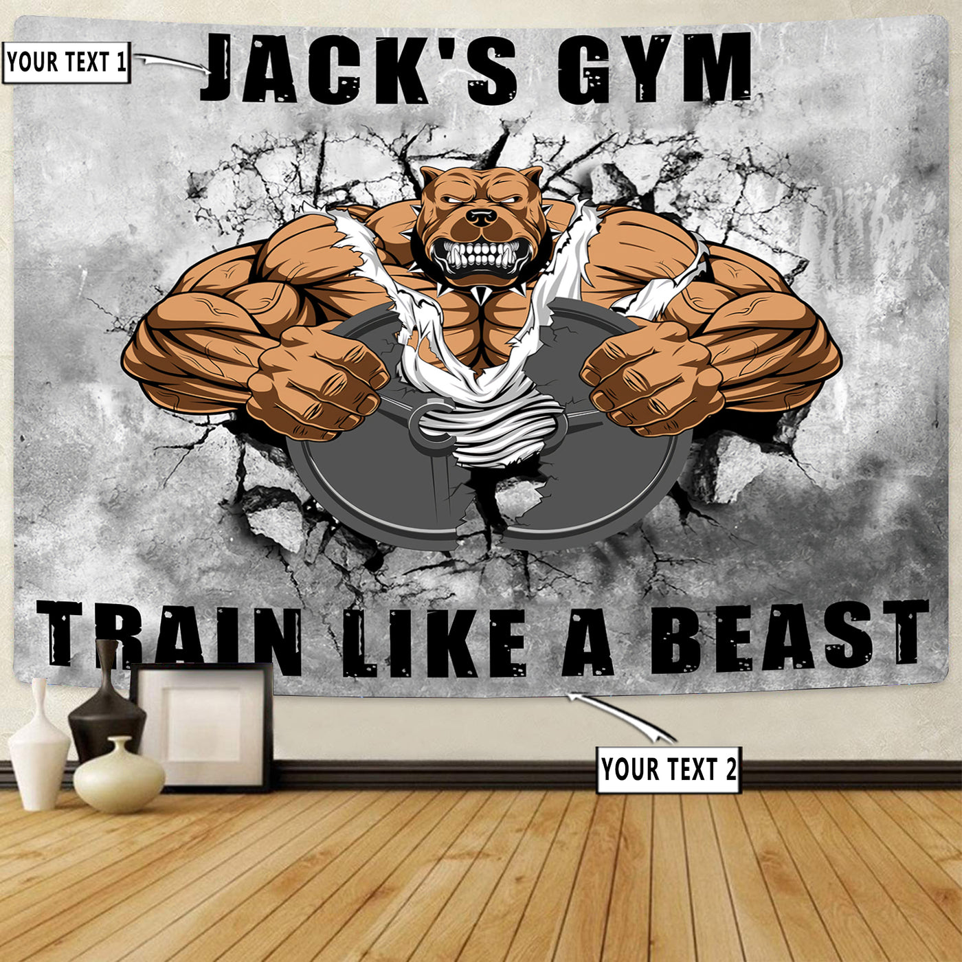 Personalized Gym Flags Banners Tapestry Home Gym Decor Bodybuilding ...