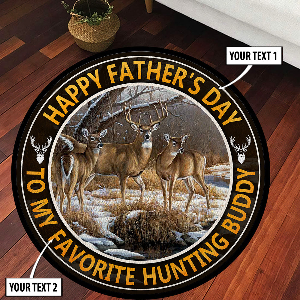 Personalized Happy Fathers Day Hunting Round Rug, Carpet - Bluefink