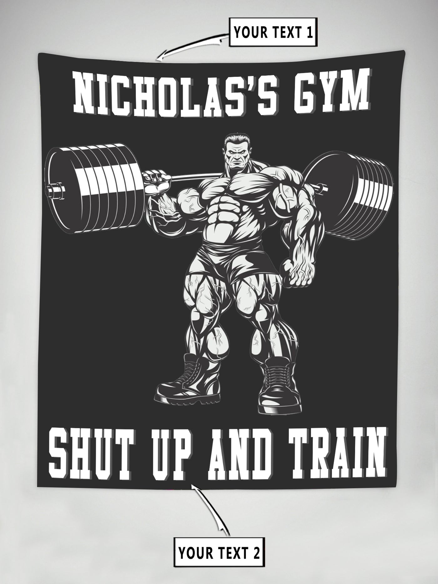 Personalized Home Gym Banner Flag Tapestry Muscle Man Wall Art ...