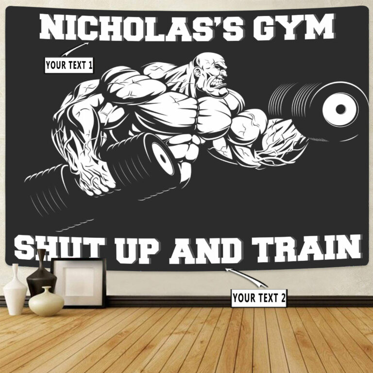 Personalized Home Gym Flags Decor Muscle Man Banner Flag Tapestry ...