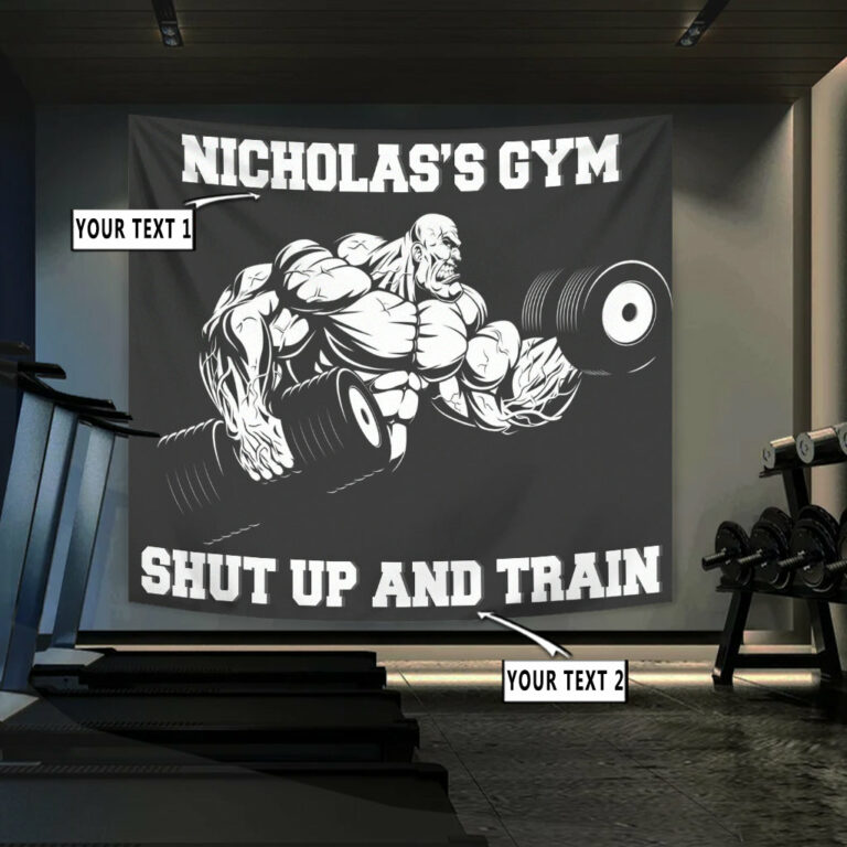 Personalized Home Gym Flags Decor Muscle Man Banner Flag Tapestry ...